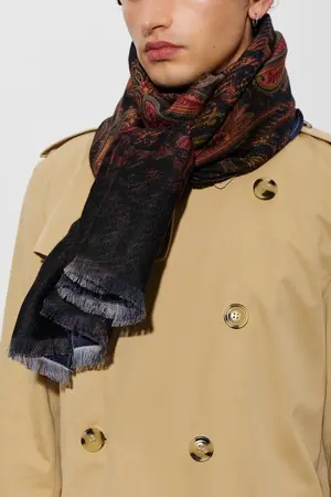 Etro Wool Scarf With Raw Edge