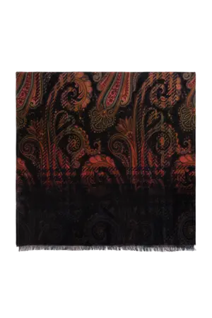 Etro Wool Scarf With Raw Edge - Navy Blue