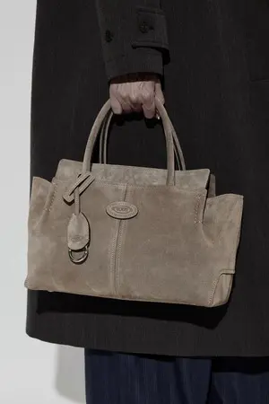 TOD'S Suede Bag With Embossed Logo - Grey