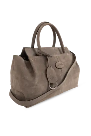 TOD'S Suede Bag With Embossed Logo - Grey