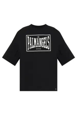 Palm Angels Cotton T-shirt With Logo Print - Black