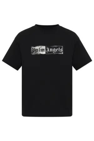 Palm Angels Cotton T-shirt With Printed Logo - Black