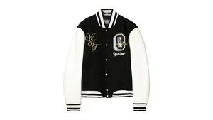 Off-White Fresco Oval Lea Wool Varsity Jacket - Black