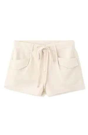 Mango Cotton Drawstring Shorts With Flap Pockets - Ecru
