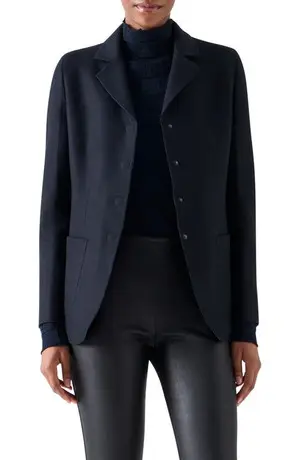 Akris Double Knit Jersey Tailored Blazer - Navy
