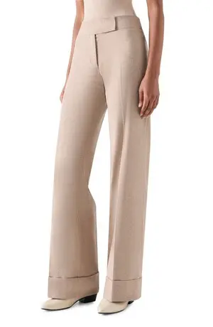 Akris Milly Wool Flannel Wide Leg Pants