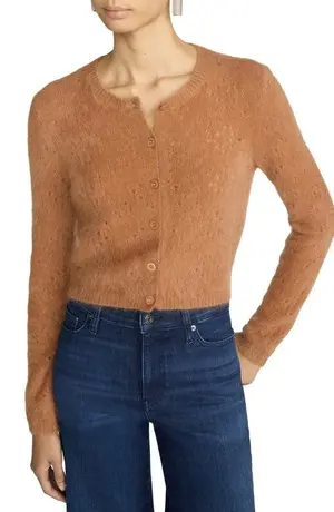 FRAME The Cashmere Airy Teddy Cardigan - Camel