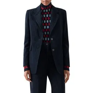 Akris Soft Techno Corduroy Tailored Jacket - Navy