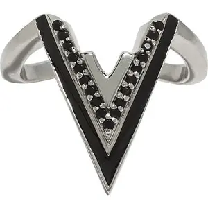 OGÉ JEWELRY Valor Iconic V Onyx Silver Ring