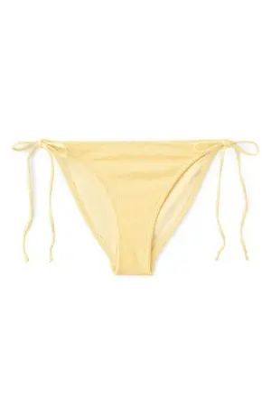 Mango Textured Side Tie Bikini Bottoms - Pastel Yellow