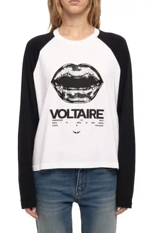 Zadig&Voltaire Lips Graphic Raglan Sleeve T-shirt - White