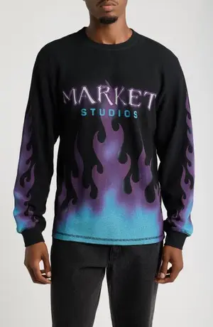 MARKET Through The Flames Thermal T-shirt - Black