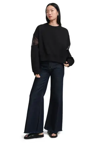 MARCELLA Iara Sheer Mesh Sleeve Sweatshirt