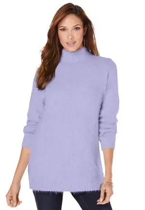 Roaman's Eyelash Mock Neck Sweater - Lavender