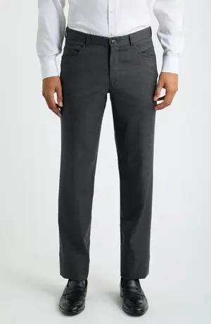 JACK VICTOR Melange Stretch Wool Pants - Grey