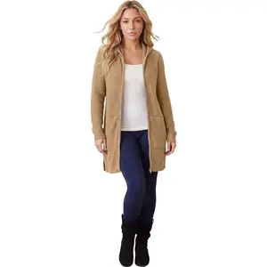 Roaman's Drop Needle Henley Lightweight Sweater Knit - Soft Camel