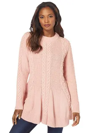Roaman's Fit And Flare Sweater - Soft Blush