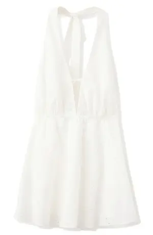Mango Openwork Embroidered Halterneck Mini Dress