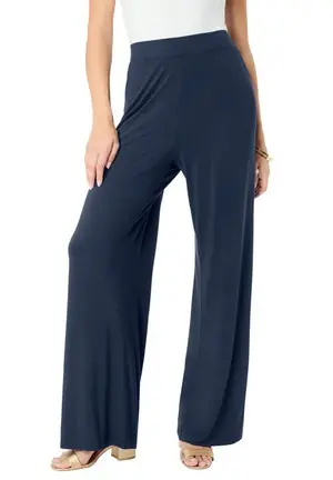 Roaman's Ultra Drape Pull On Pant - Navy
