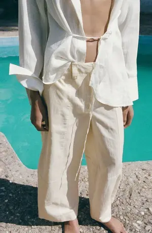 Mango Linen & Cotton Balloon Pants