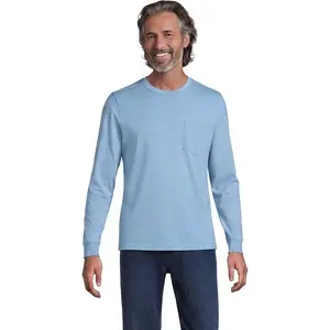 LANDS' END Super-t Long Sleeve T-shirt With Pocket - Oasis Blue