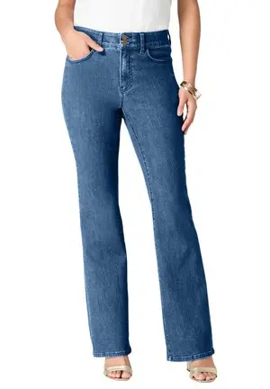 Roaman's High Rise Tummy Control Bootcut Jeans - Medium Wash