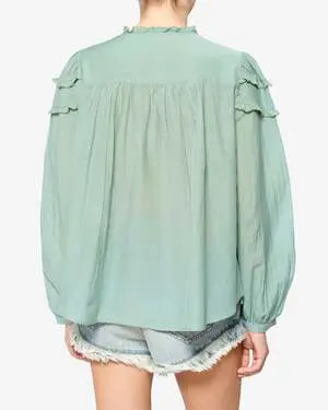 ETOILE Christa Ruffled Cotton & Viscose Blouse