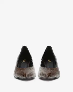 Isabel Marant Étoile Python-effect Calfskin Pointed Toe Pumps With Slim Stacked Heel