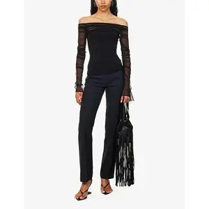 NENSI DOJAKA Long-sleeve Ruched Stretch-woven Top