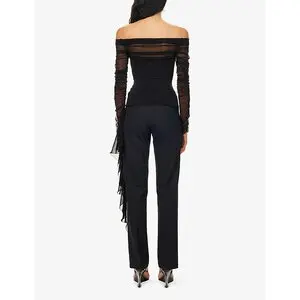 NENSI DOJAKA Long-sleeve Ruched Stretch-woven Top