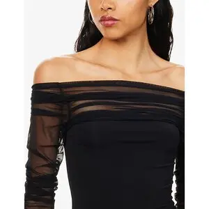 NENSI DOJAKA Long-sleeve Ruched Stretch-woven Top