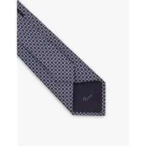 REISS Silk Geometric Chain-print Neck Tie - Navy