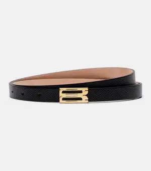 Victoria Beckham Leather Belt With Gold-tone Buckle - Black