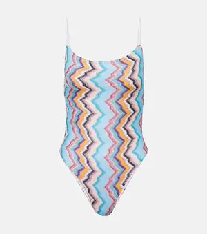 Missoni Zigzag Lamé One-shoulder Swimsuit - Multicoloured