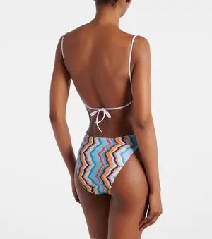 Missoni Zigzag Lamé One-shoulder Swimsuit