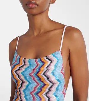 Missoni Zigzag Lamé One-shoulder Swimsuit