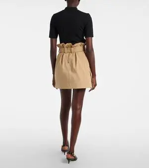 Balmain Belted Cotton Gabardine Miniskirt