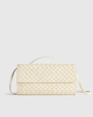 Quince Eloise Handwoven Leather Clutch - Bone