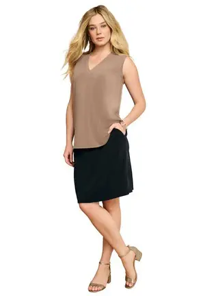 Roaman's Ultrasmooth® Fabric V-neck Tank - Brown Sugar