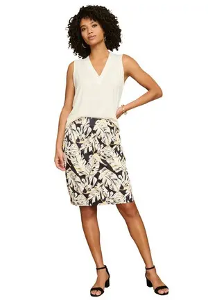 Roaman's Ultrasmooth® Fabric V Neck Tank Ivory