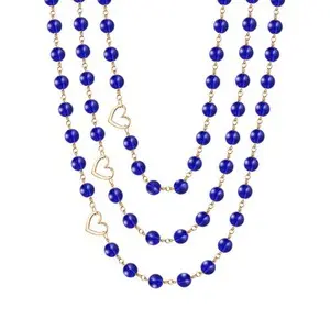 REJECTED HEARTS CLUB Azule Glass Bead Triple Layer Necklace - Blue