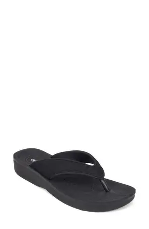AEROTHOTIC Supportive Flip Flops With Cushioned Footbed - Black