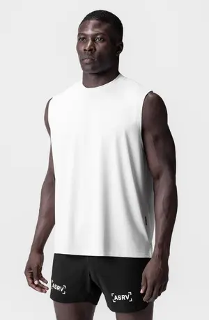 ASRV 3d Lite 2.0 Lycra Relaxed Cutoff Tank - White