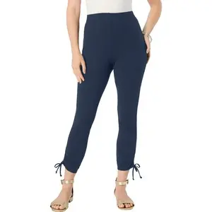 Roaman's Side Tie Ruched Capri Navy