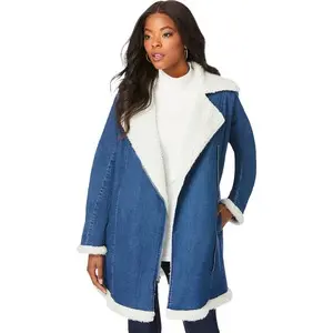 Roaman's Fleece Lined Denim Jacket - Medium Wash
