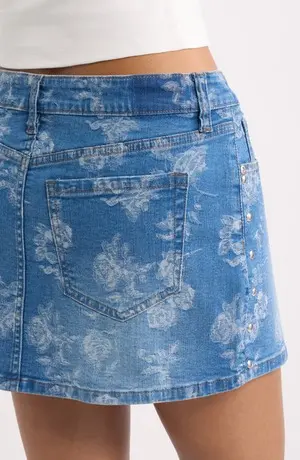 FADE OUT LOUD Rose Jacquard Miniskirt