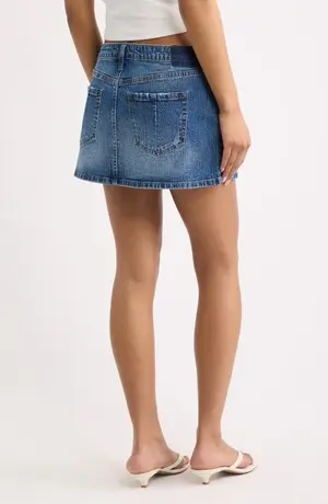 FADE OUT LOUD Pleated Denim Miniskirt
