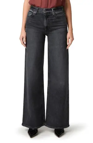 Paige Frances High Waist Wide Leg Jeans - Mezzanotte