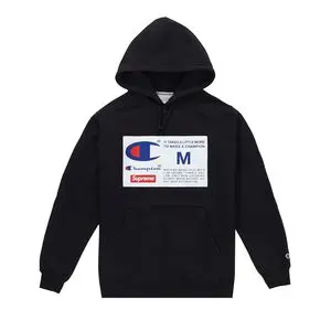 Supreme X Champion Label Hooded Sweatshirt - Black