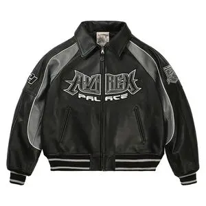 PALACE X Avirex Leather Bomber Jacket - Black